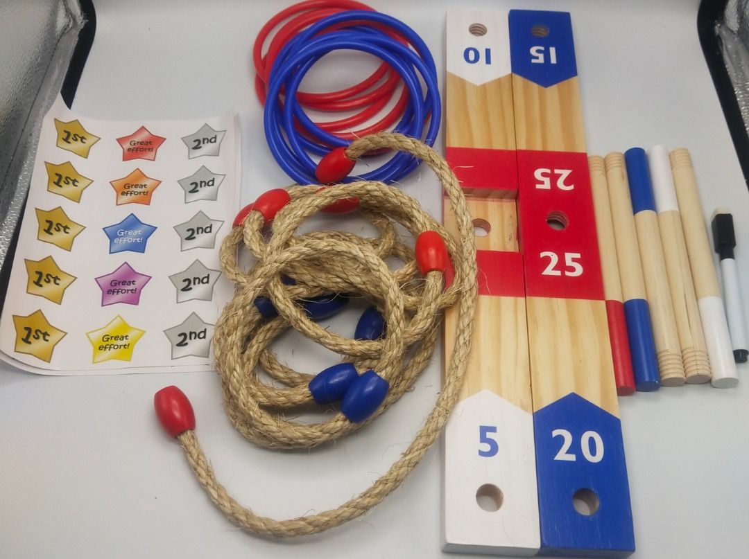 20 RINGS YARDS OF FUN Ring Toss Game Wooden Outdoor Game with ...