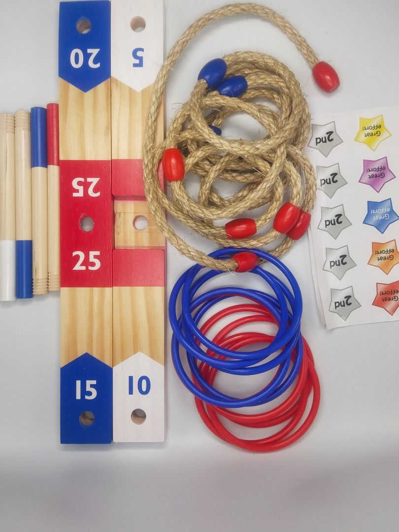 20 RINGS YARDS OF FUN Ring Toss Game Wooden Outdoor Game with ...