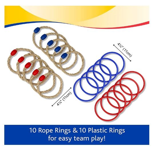20 RINGS YARDS OF FUN Ring Toss Game Wooden Outdoor Game with ...
