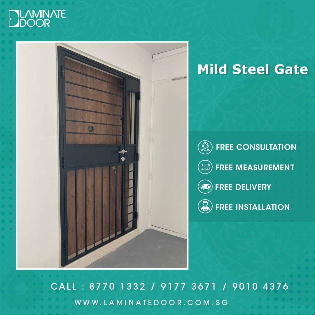 4x7ft Mild Steel Gate Install for HDB and Condo, Furniture & Home ...