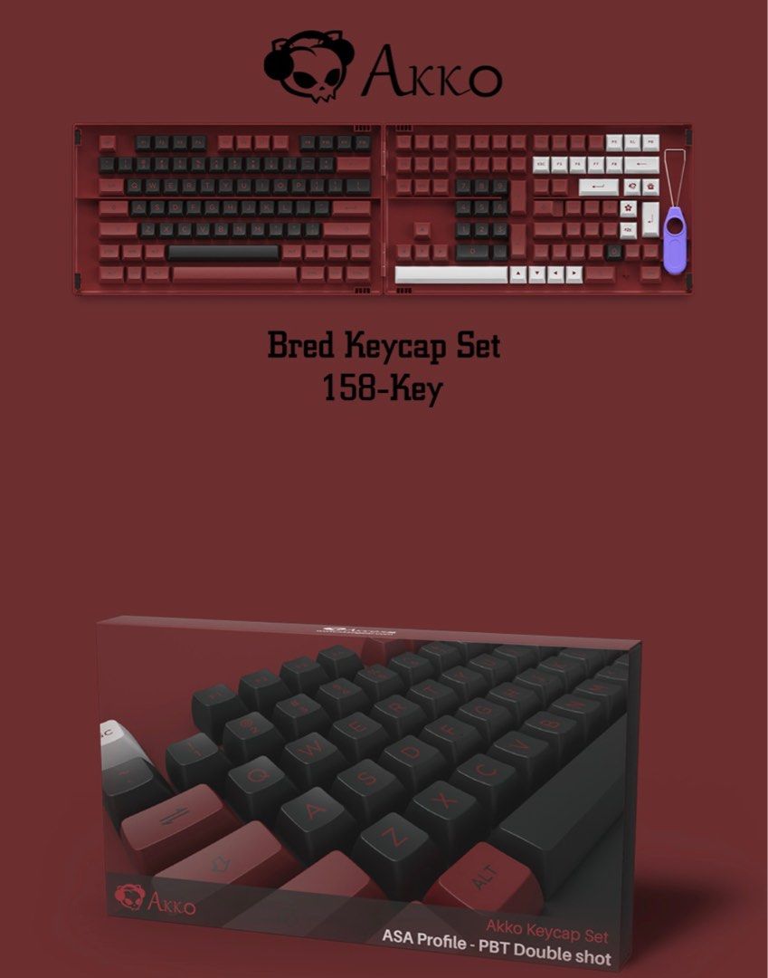 AKKO Bred Keycaps Set (158 Keys) ASA Profile / PBT Doubleshot, Computers & Tech, Parts ...