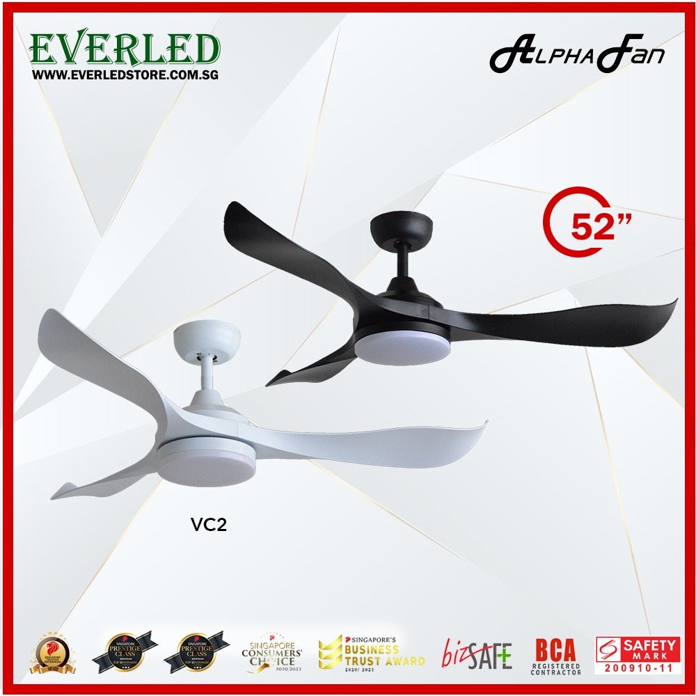 Alpha VC2 52 DC Ceiling Fan (with 25W Tri-Color Light and Remote ...