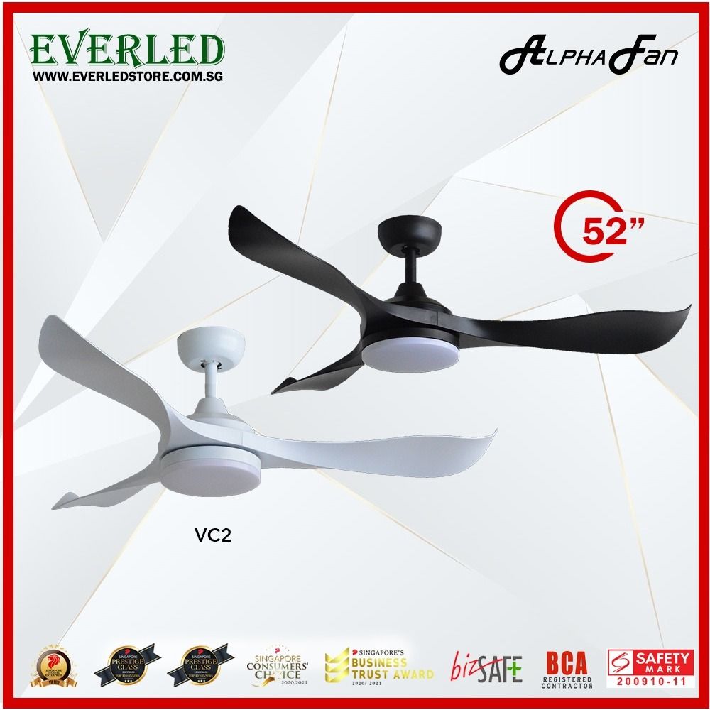 Alpha VC2 52 DC Ceiling Fan (with 25W Tri-Color Light and Remote ...