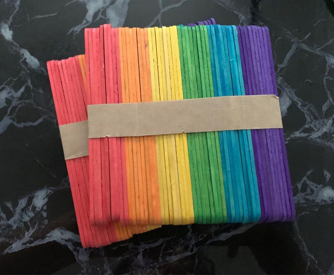 Arttrack colour pencil, Coloured ice cream sticks, scissors, googly ...