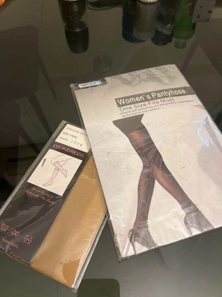 Beige And Black Panty Hose Womens Fashion New Undergarments And Loungewear On Carousell