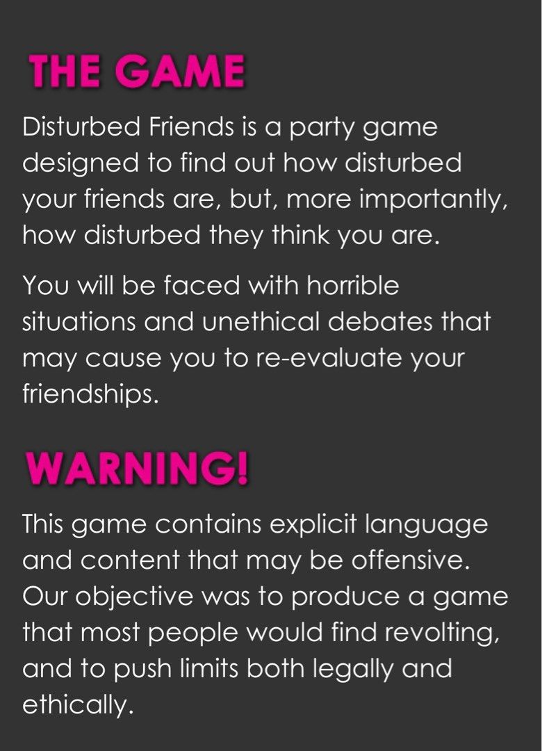 BNIB Disturbed Friends Card Game, Hobbies & Toys, Toys & Games on Carousell