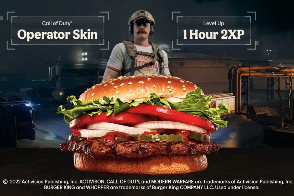 Burger King Operator Skin + 1 Hour Double LvL XP CODE Call of duty ...