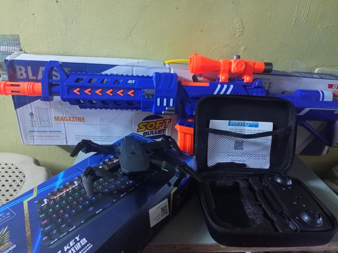 Buy nerf gun and get free 2 items drone and mechanical keyboard, Computers & Tech, Parts ...