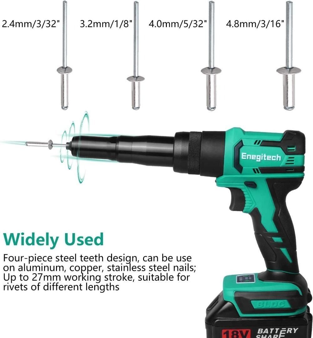 [C6923] Enegitech 18V Lithium-Ion Cordless Rivet Gun Power Riveter with ...