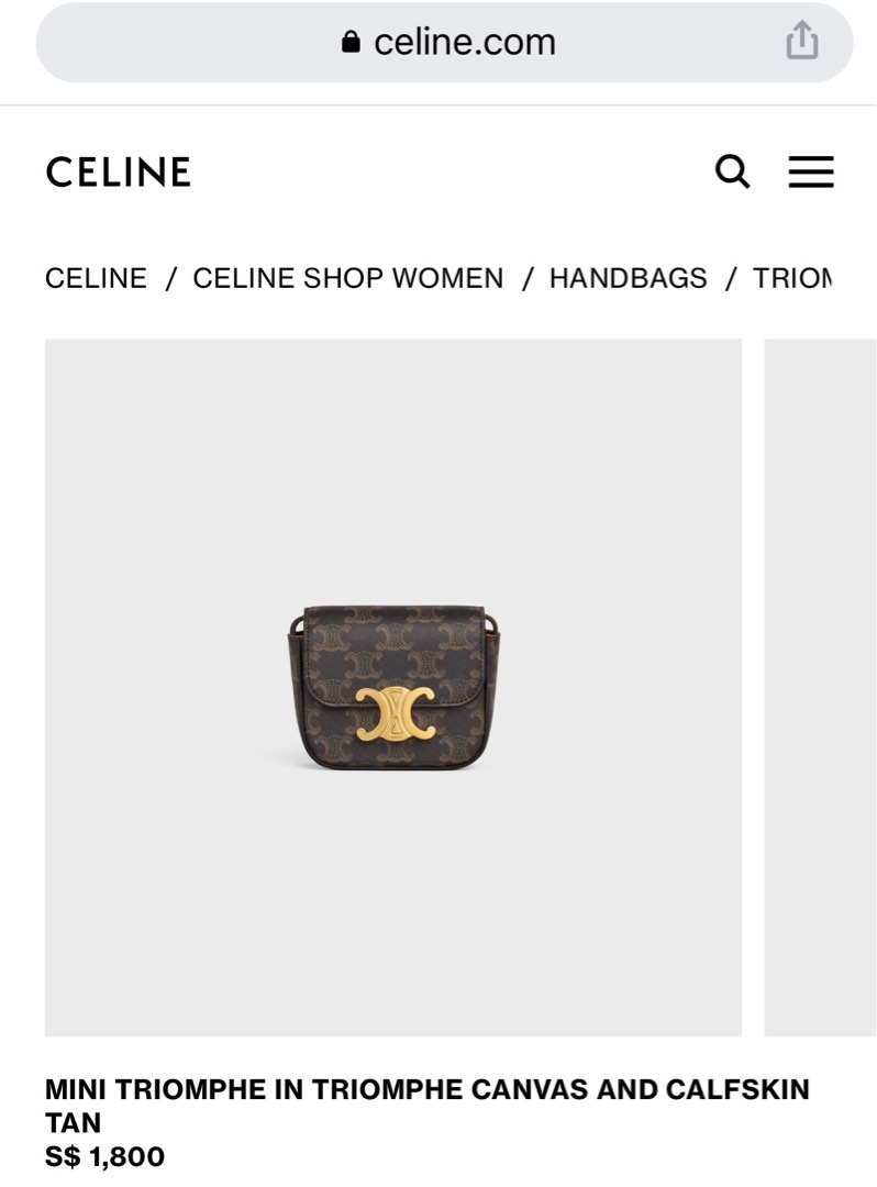 CELINE MINI TRIOMPHE, Luxury, Bags & Wallets on Carousell