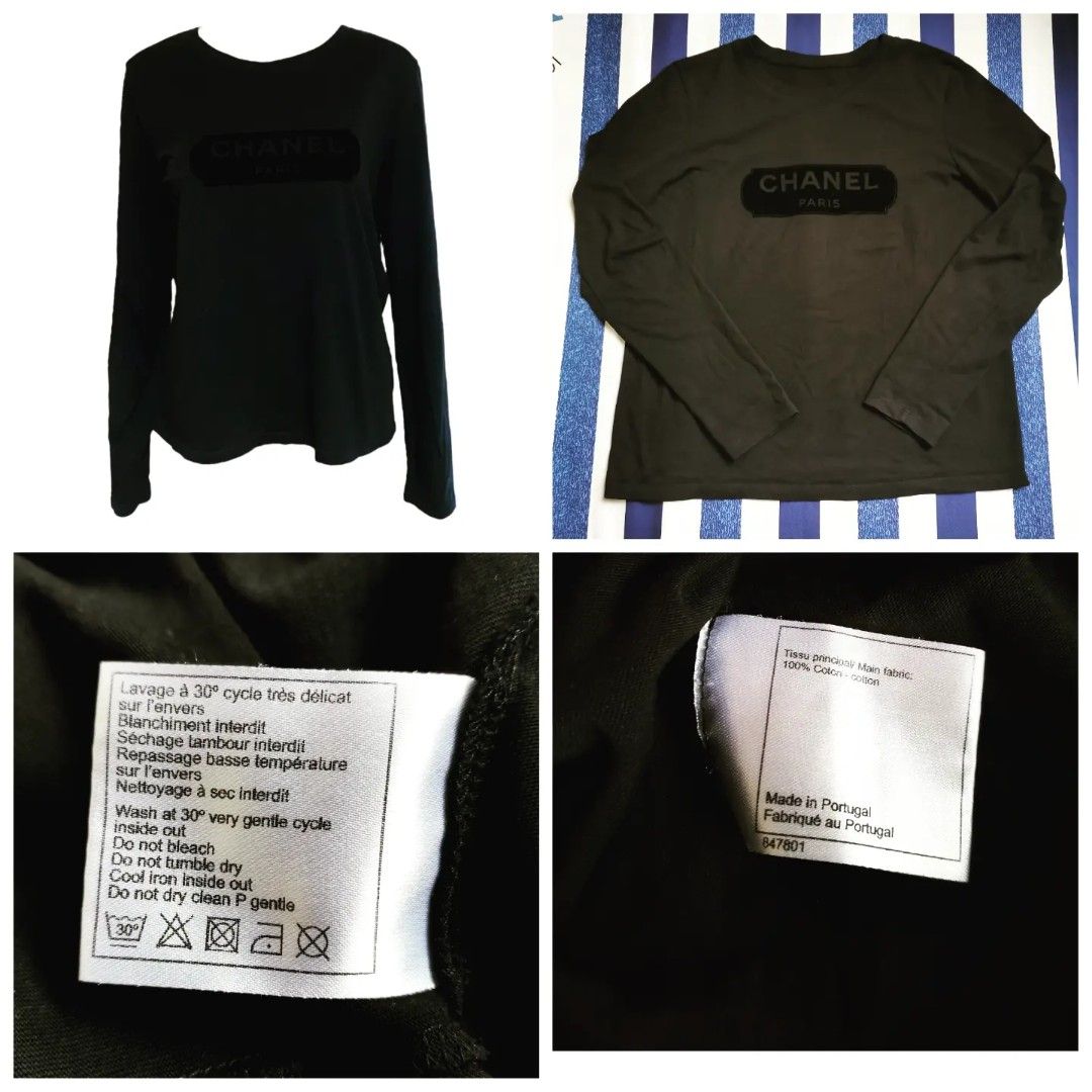 CHANEL UNIFORM BLACK LOGO LONGSLEEVE, Women's Fashion, Tops ...