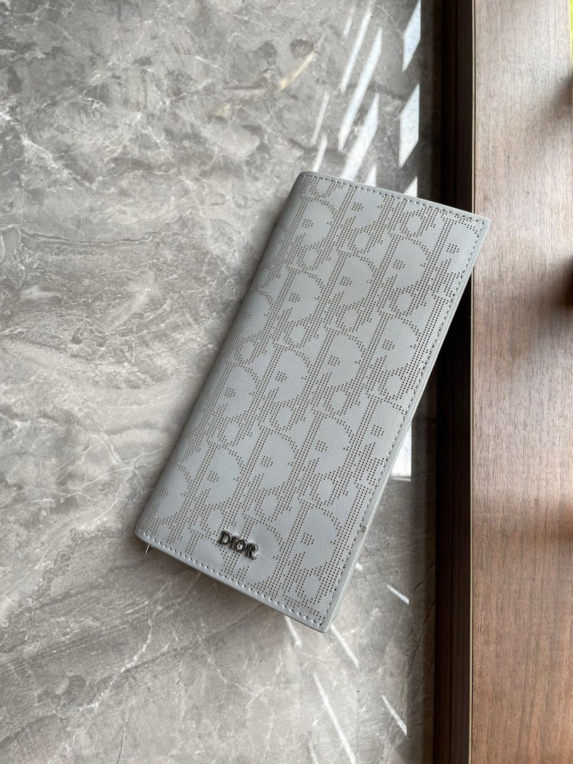 CHRISTIAN DIOR VERTICAL LONG WALLET ‘Grey Dior Oblique Galaxy Calfskin ...