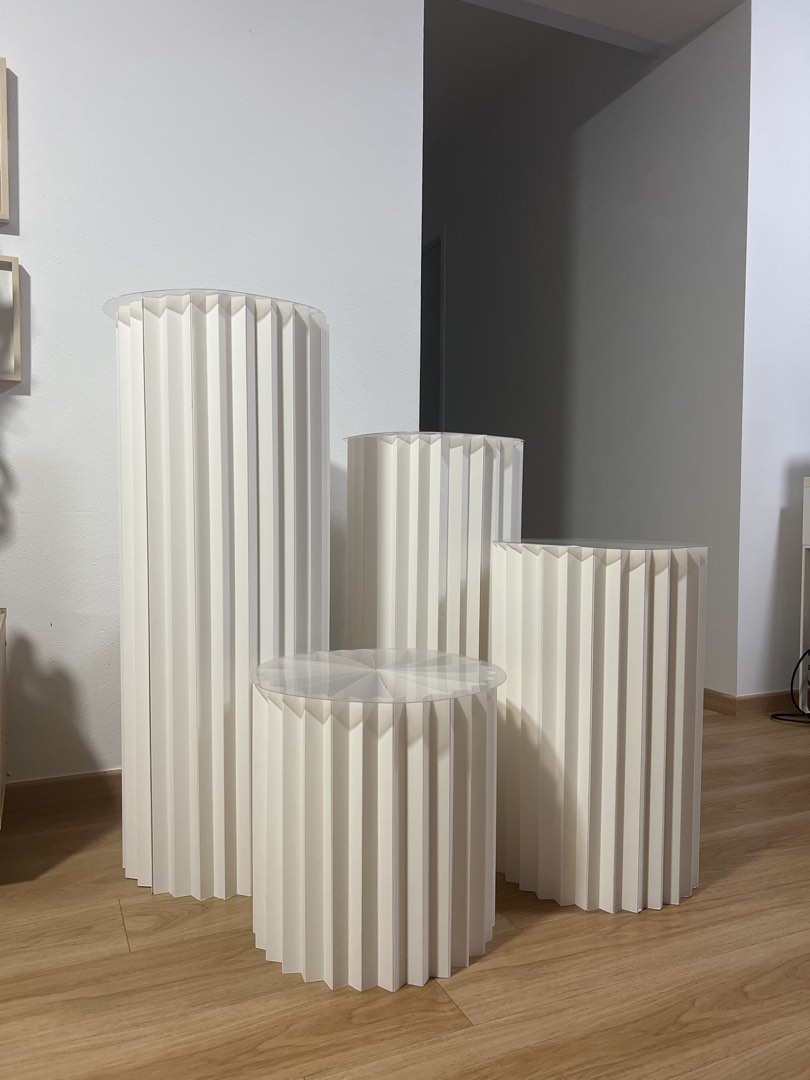 [RENT] Cylinder Columns Plinths | Pleated Columns | Dessert Stand ...