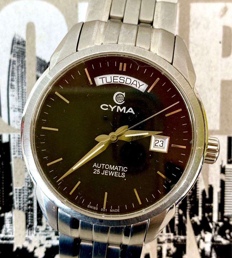 Cyma 02-0505 Automatic Stainless Steel Men Watch, Luxury, Watches on ...