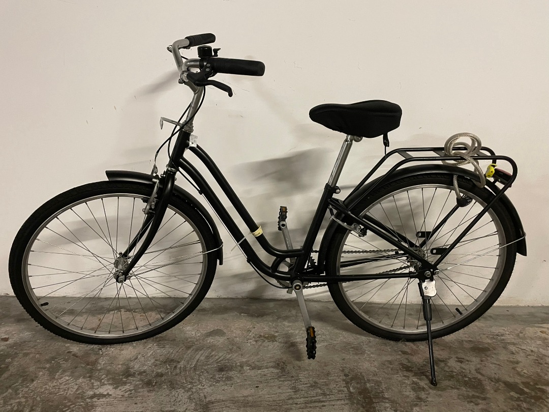 Decathlon ELOPS 100 Low Frame 26in Single Speed City Bike - Black ...