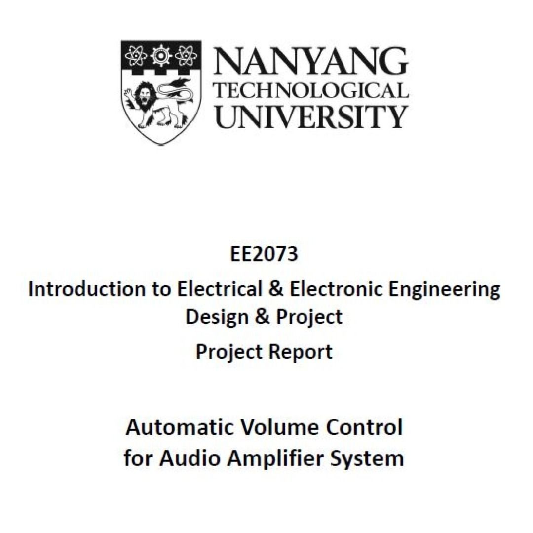 EE2073 Introduction to EEE Design and Project, Weekly Logbook, Final Report, NTU EEE, Hobbies ...