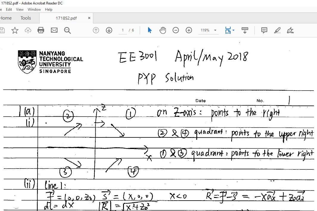 EE3001 Engineering Electromagnetics NTU EEE Notes, Quiz, Past Year ...