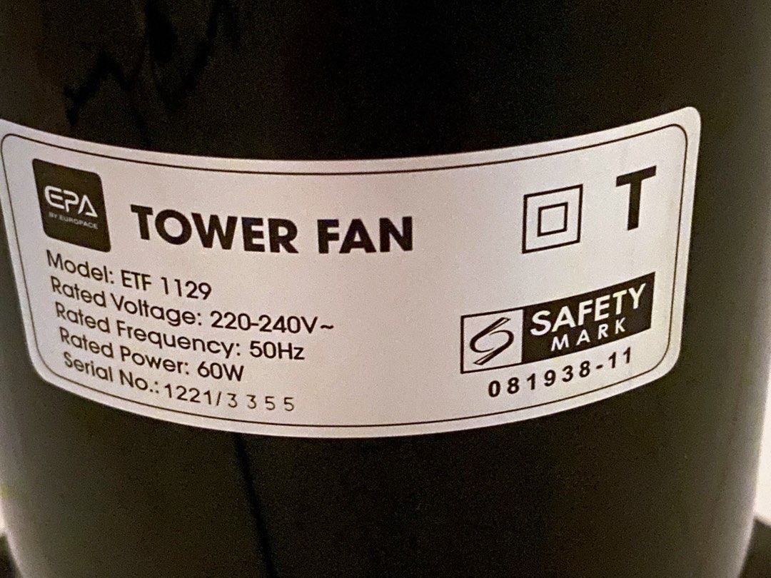 EuropAce Black BLADELESS Tower Fan with Ionizer (Digital Ambient ...