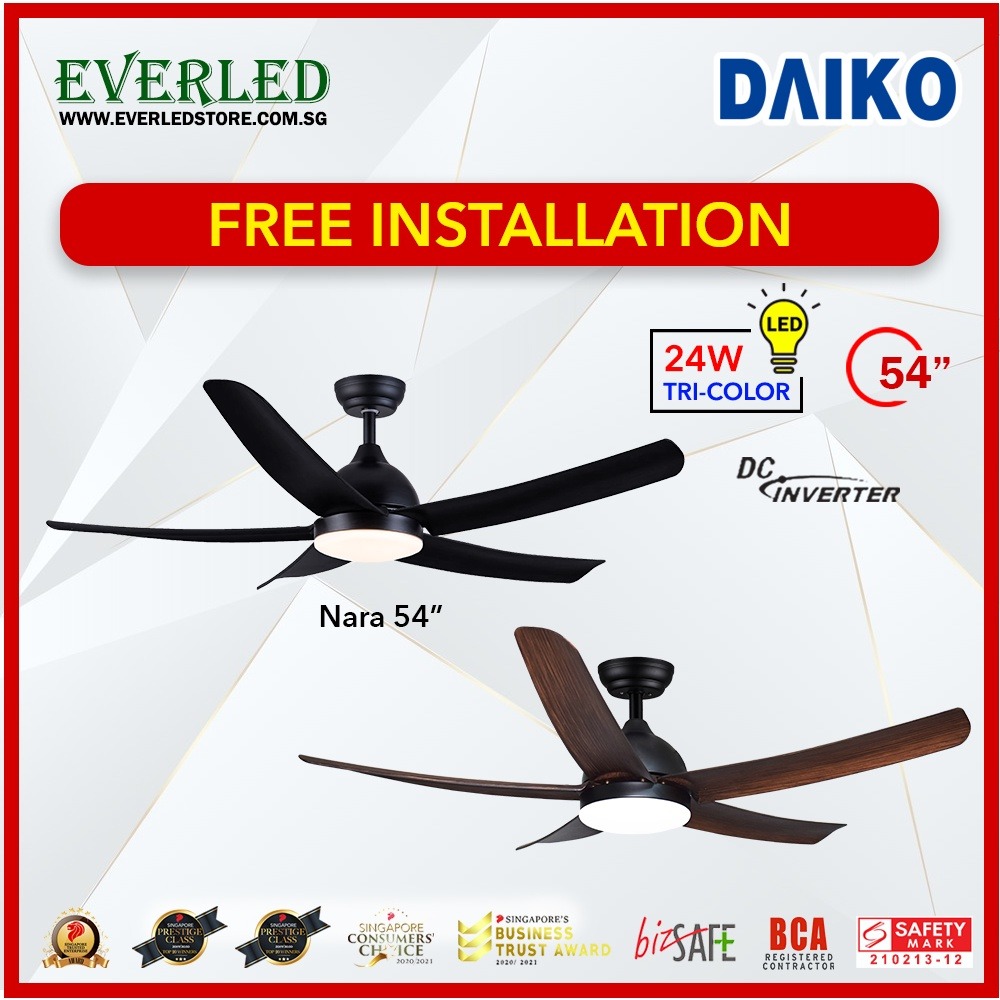 [FREE INSTALLATION] DAIKO Nara 54 DC Ceiling Fan (with Tri-Color Light ...