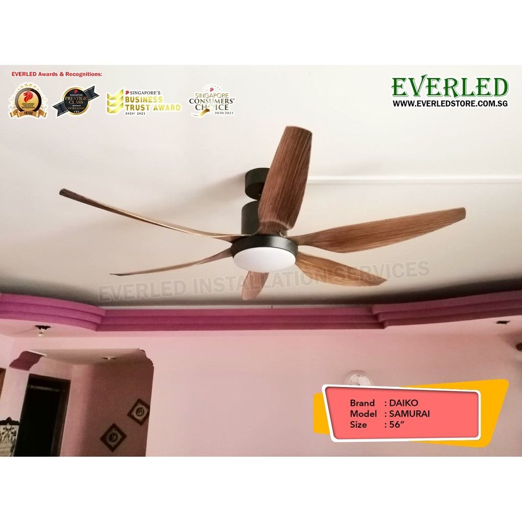 [FREE INSTALLATION] DAIKO Samurai 56 66 DC Ceiling Fan (with Tri-Color ...