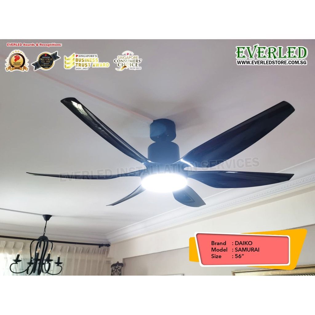 [FREE INSTALLATION] DAIKO Samurai 56 66 DC Ceiling Fan (with Tri-Color ...