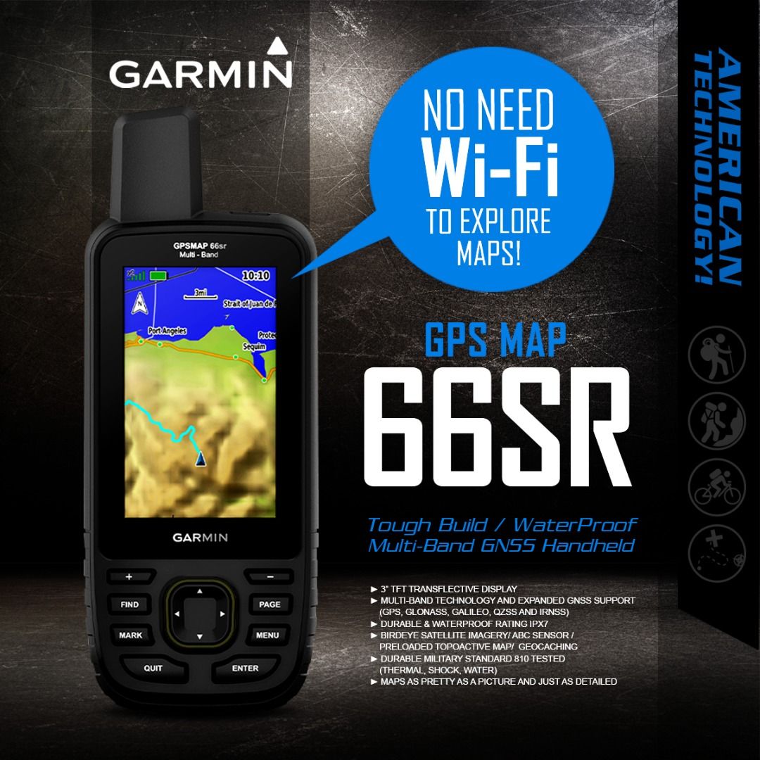 Garmin GPS Map 66SR - Multi Band GNSS Handheld with Sensors & TOPO Maps ...