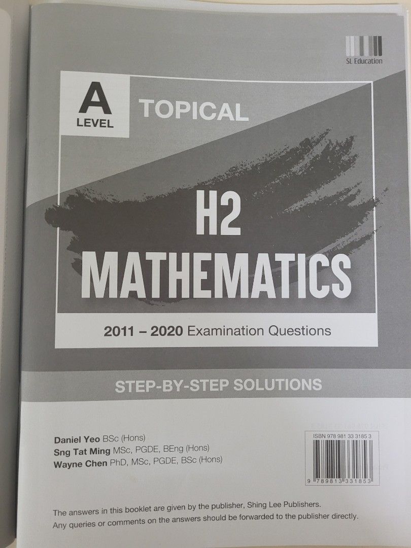 GCE Alevel H2 Math Topical tys 2011-2020, Hobbies & Toys, Books ...