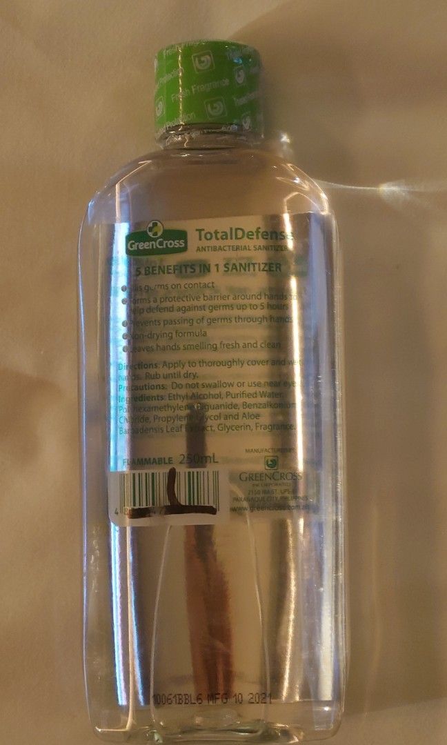 GREEN CROSS TOTAL DEFENSE 5 -IN-1 PROTECTION ANTIBACTERIAL SANITIZER ...