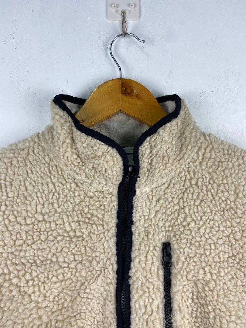 GU fleece Jacket Deep Piled Retro Tan Cream Pastel Color, Men's Fashion ...