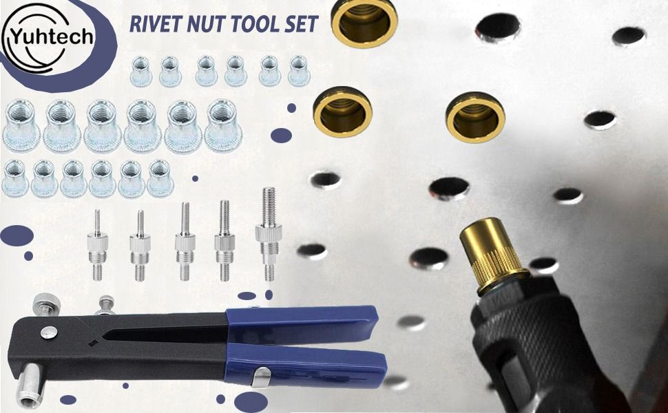Hand Riveter Kit Rivet Nut Gun, Threaded Rivet Nut Kit Set Nut Rivet ...