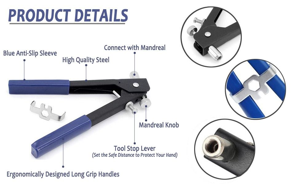 Hand Riveter Kit Rivet Nut Gun, Threaded Rivet Nut Kit Set Nut Rivet ...
