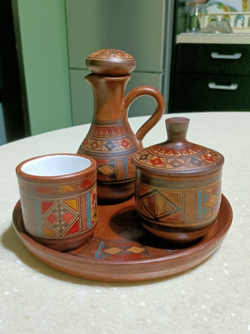 Handmade Peruvian Terracotta Condiments Set, Furniture & Home Living ...