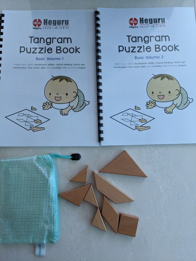 Heguru Tangram with Puzzle Book, Hobbies & Toys, Toys & Games on Carousell
