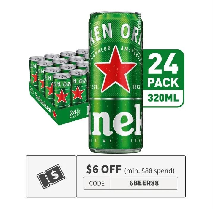 Heineken Beer 24 cans X 320ml, Food & Drinks, Alcoholic Beverages on ...
