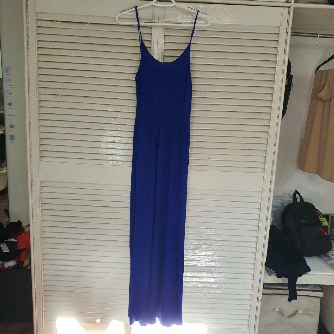 H&M Divided Royal Blue Maxi Dress gartered waist, Women's Fashion ...