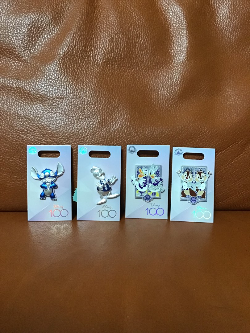 （現貨）Hong Kong Disneyland Disney 100th Anniversary Pin Stitch Donald Duck Chip and Dale Pin 迪士尼 ...