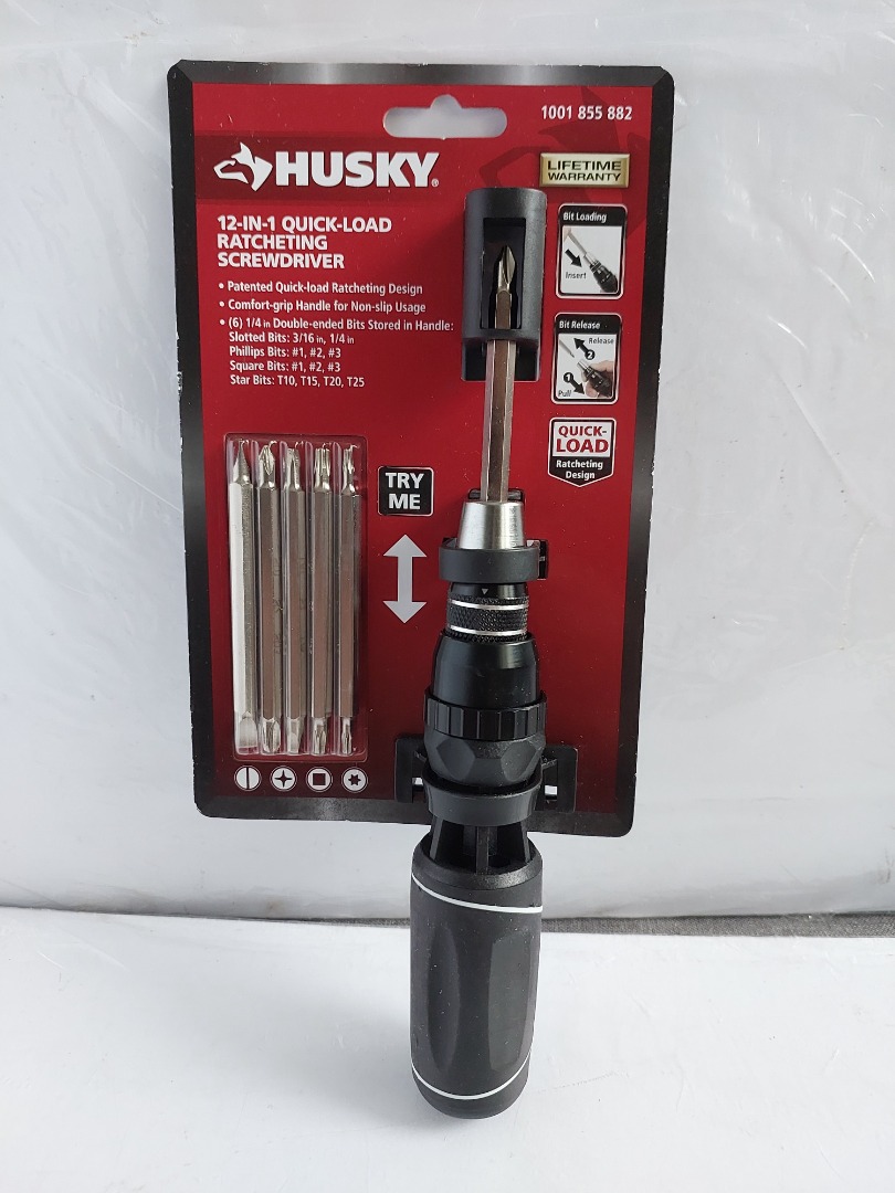 Husky Racheting Screwdriver 12 in 1 Quick-Load NewUSA, Furniture & Home ...