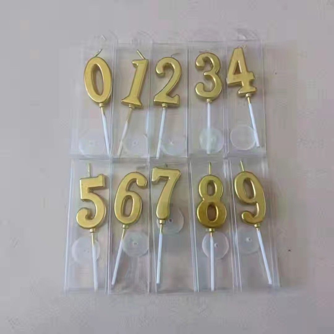 [In Stock] Gold Number Birthday Candles 0-9, Hobbies & Toys, Stationery ...