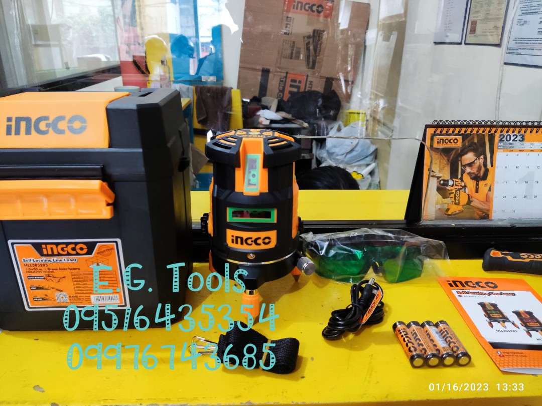 INGCO Self-Leveling Line Laser Green Laser Beams 0~20m (HLL305205 ...
