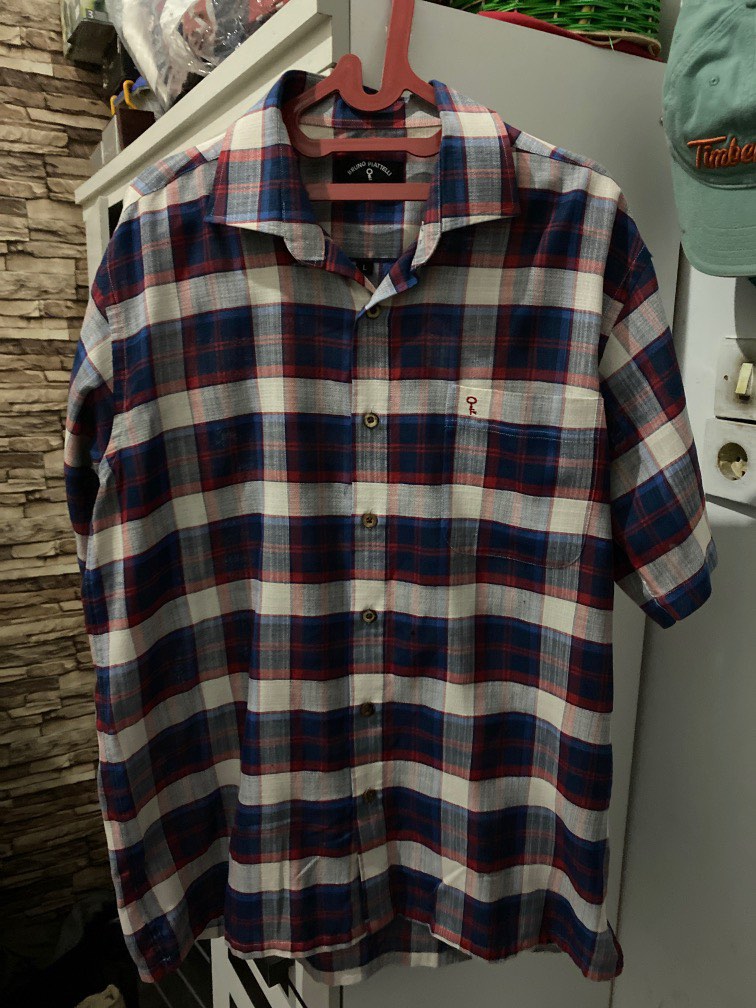 Kemeja Bruno Piattelli, Fesyen Pria, Pakaian , Atasan di Carousell