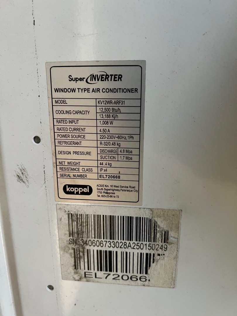 Koppel Super Inverter Aircon Window type, TV & Home Appliances, Air ...