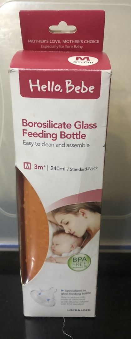 Lock&Lock Hello, Bebe Borosilicate Glass Feeding Bottle 240ml (Lock and ...