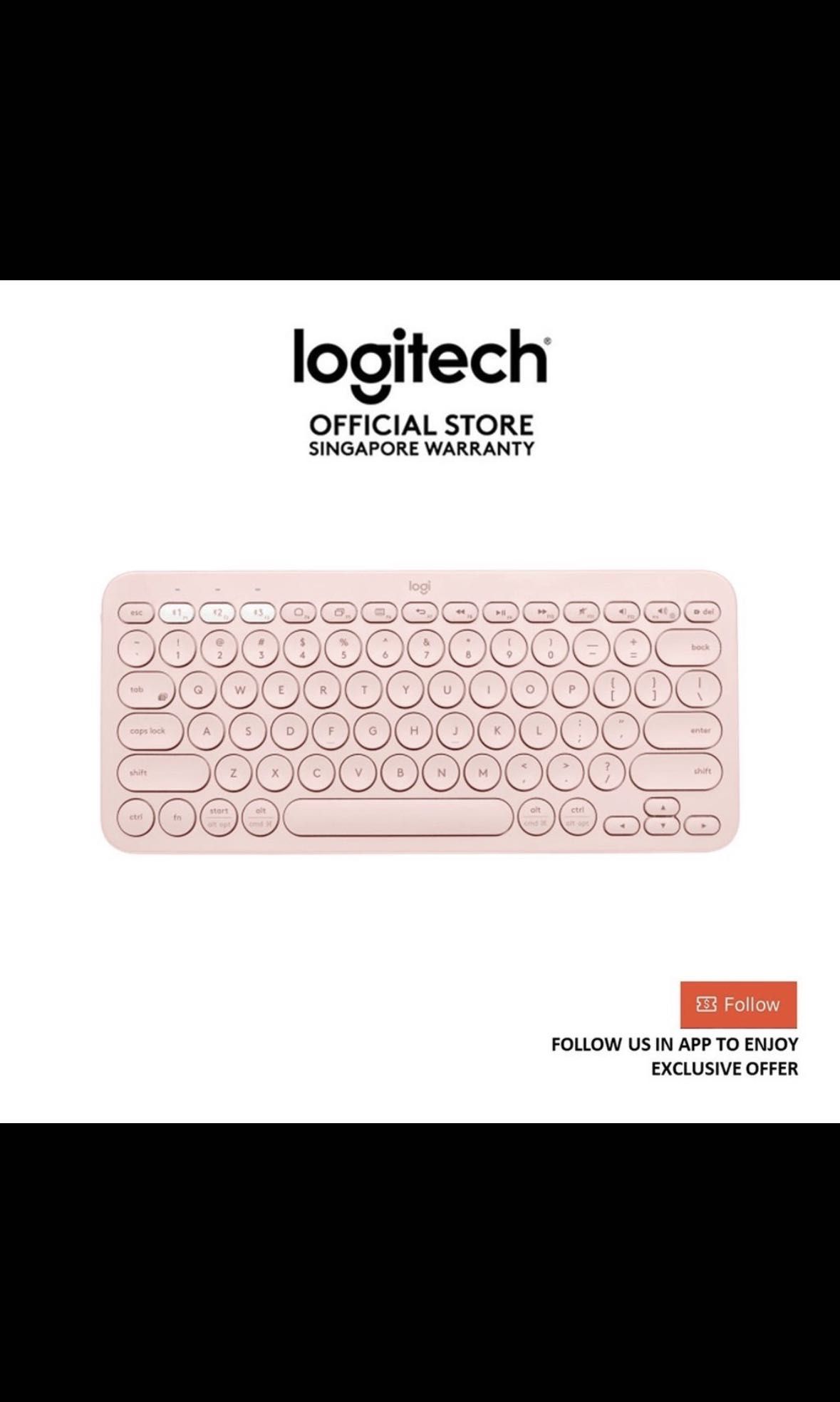 Logitech K380 Multi device Bluetooth keyboard (Rose pink), Computers ...