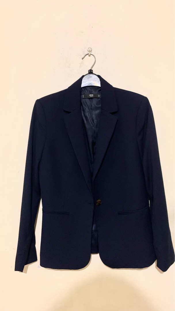 Mango Navy Blue Blazer, Women's Fashion, Coats, Jackets and Outerwear ...