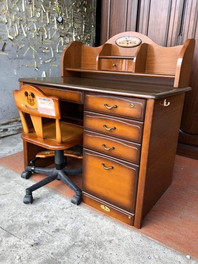 Mickey mouse vintage solid wood study table waith swivel chair Table ...