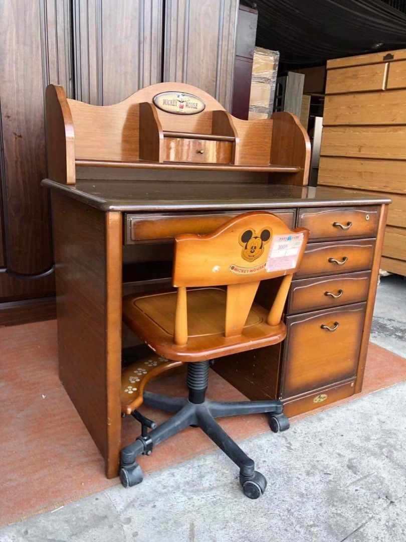 Mickey mouse vintage solid wood study table waith swivel chair Table ...
