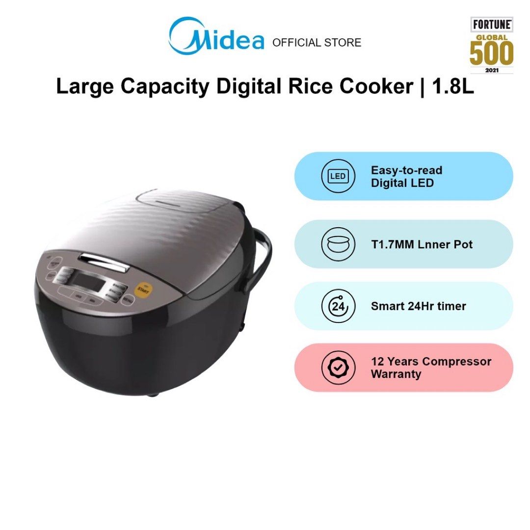 Midea Automatic keep warm function Rice Cooker, 1.8L, MMR5018 - MIDE ...