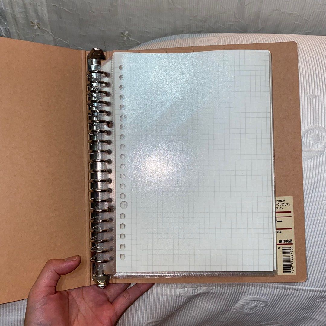 Muji A5 20-ring Binder + A5 Lined & Grid Papers + Plastic Folders + 5 ...