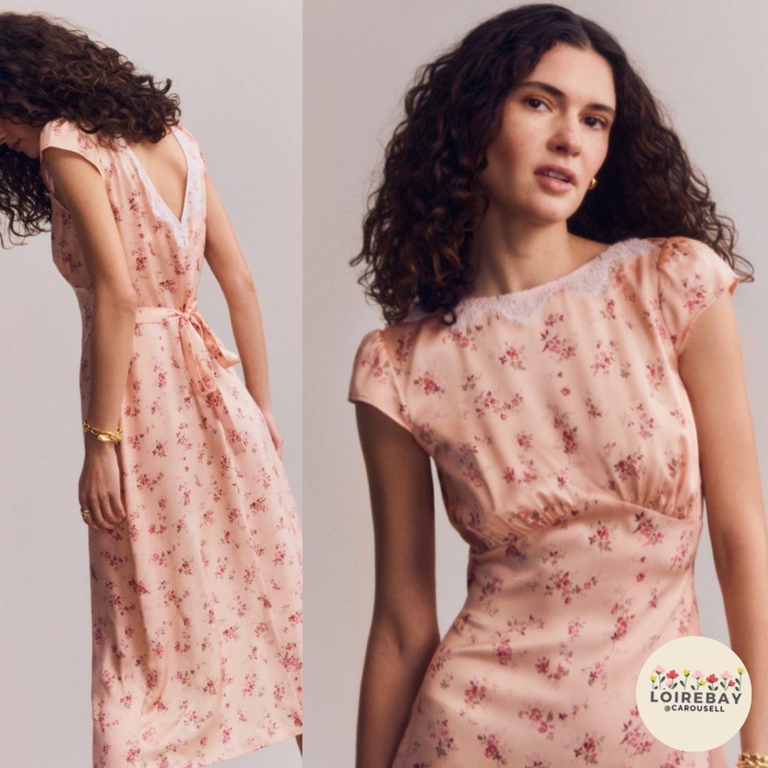 NEW! Reformation Lucas silk Pink Myrna maxi dress, blue, Women's ...