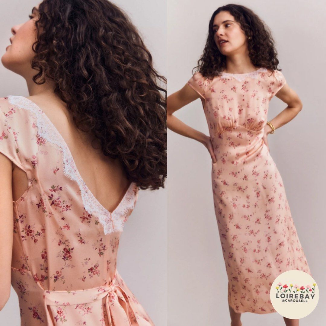 NEW! Reformation Lucas silk Pink Myrna maxi dress, blue, Women's ...